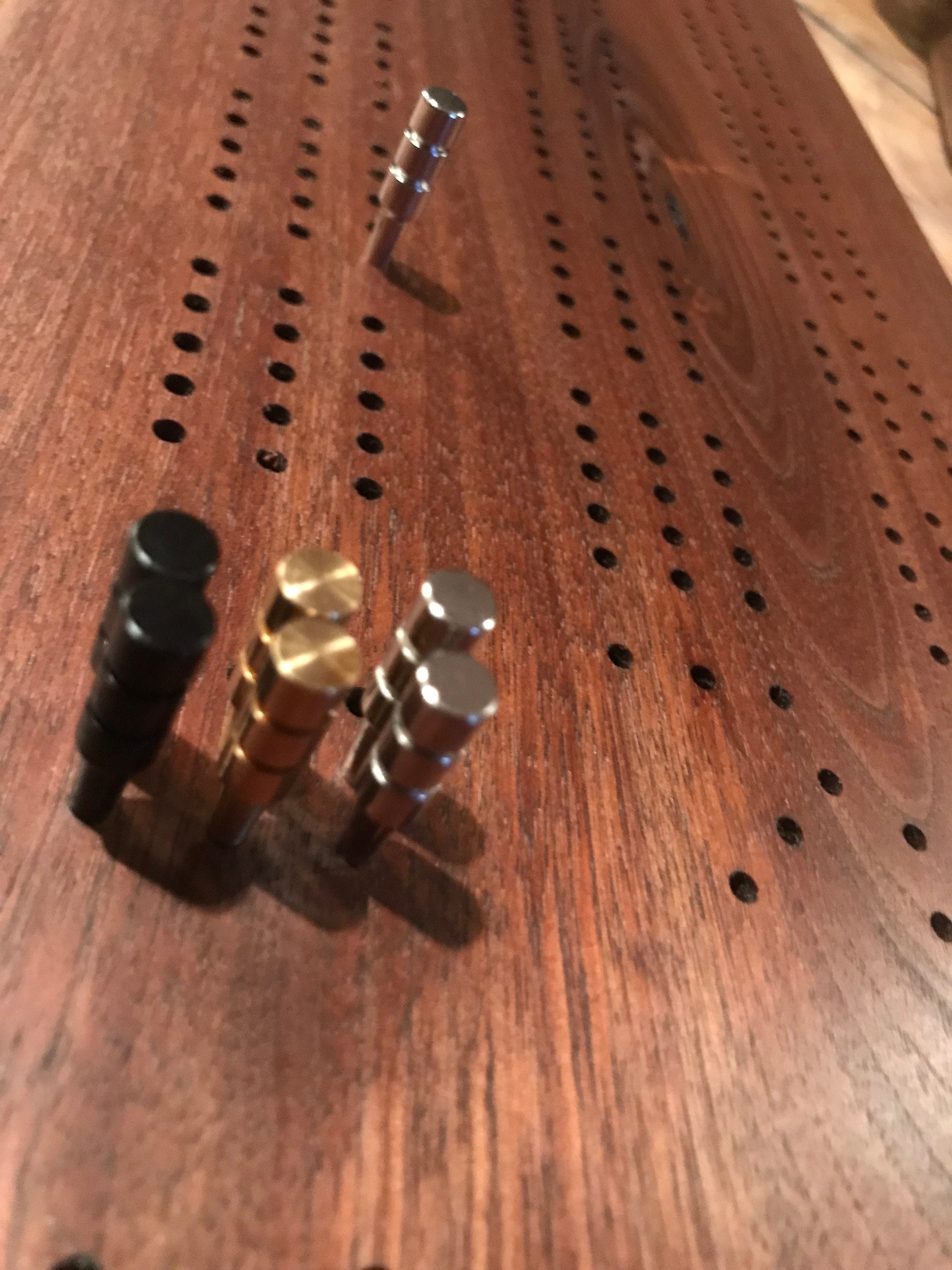 Minimalist Black Walnut Cribbage Board With Metal Pegs! - Etsy