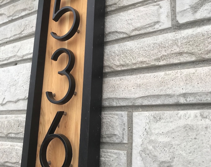 Cedar Wood With Floating Numbers House Sign - Etsy