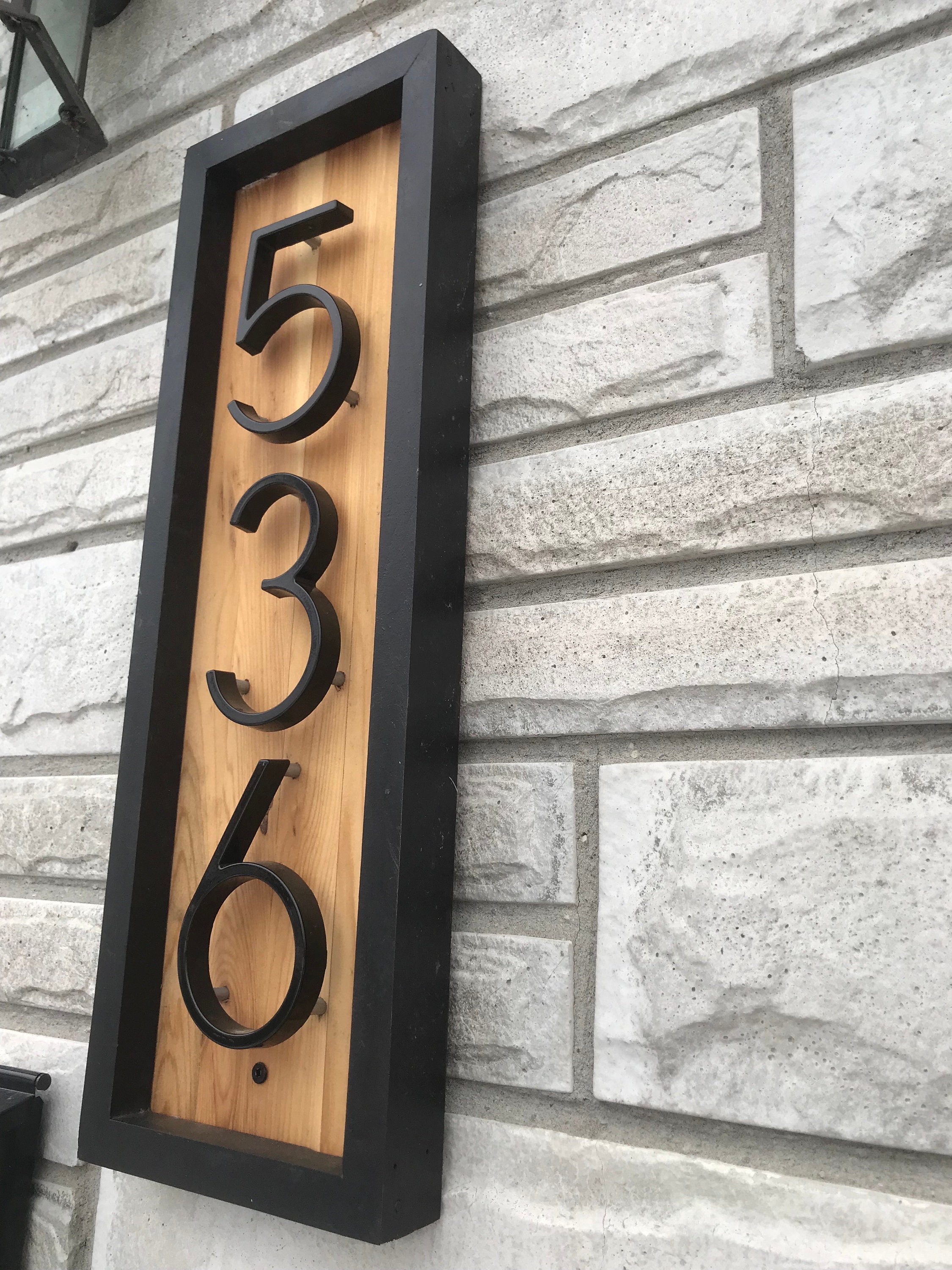 Cedar Wood With Floating Numbers House Sign - Etsy