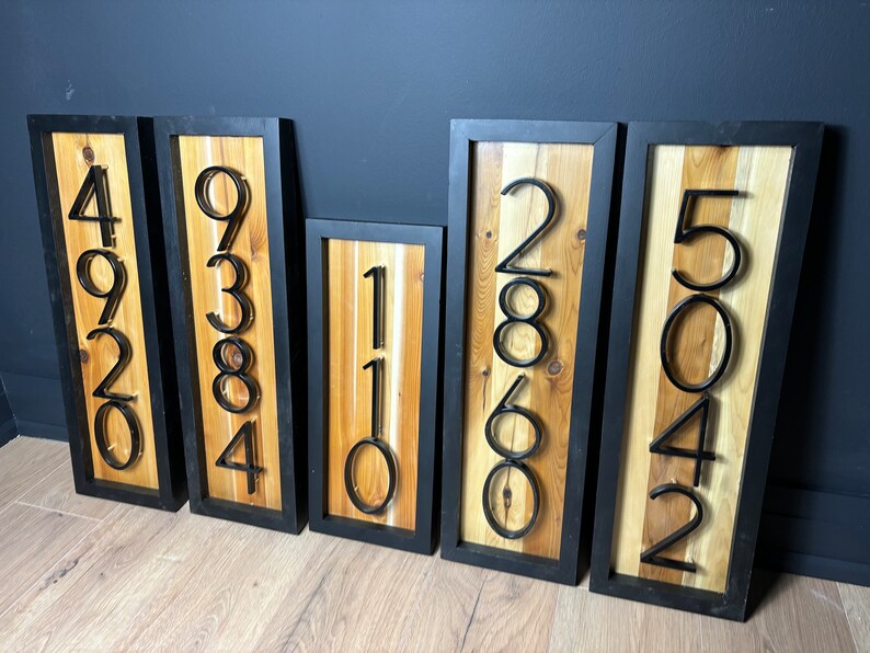 Cedar Wood With Floating Numbers House Sign - Etsy