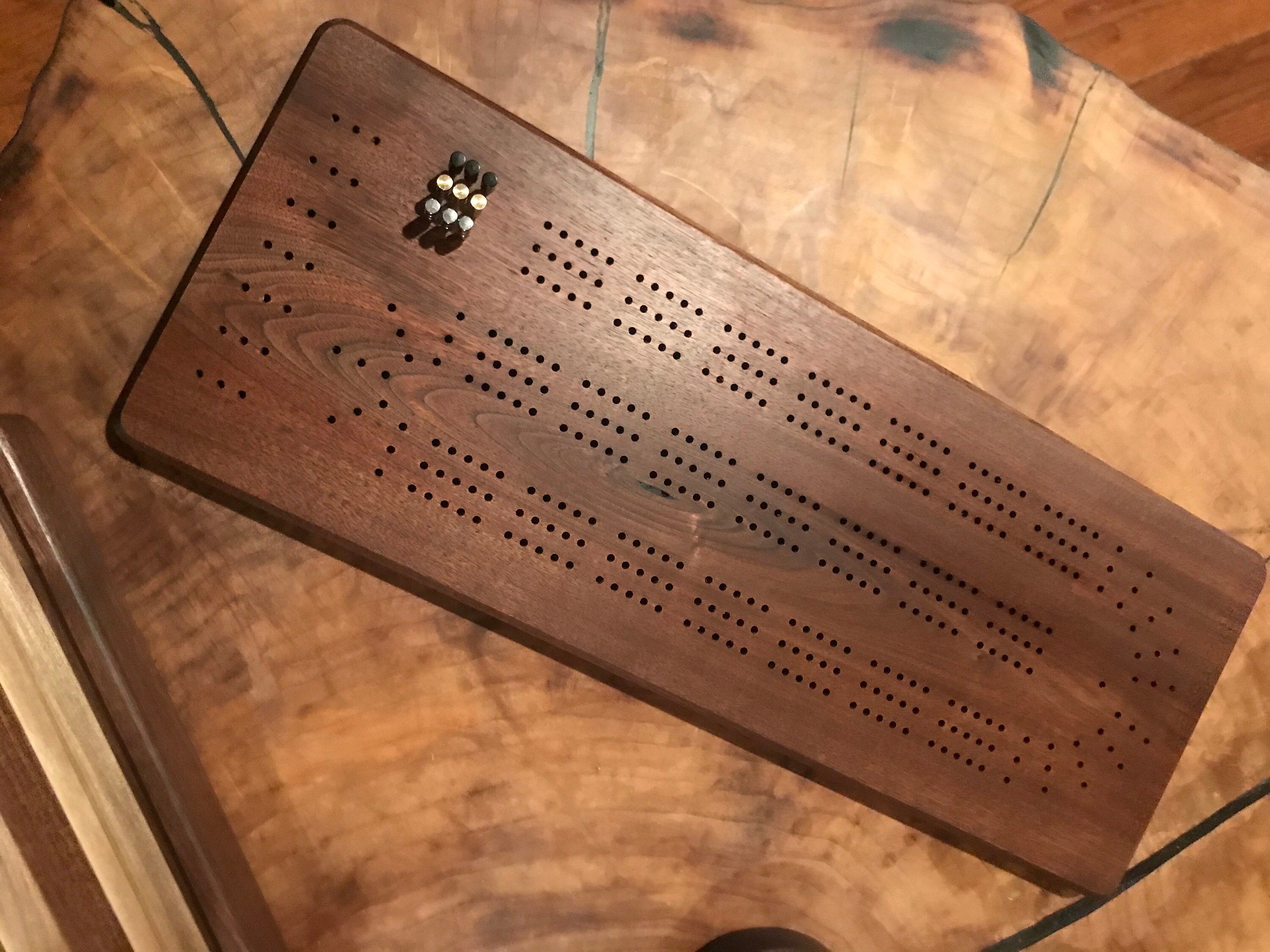 Minimalist Black Walnut Cribbage Board With Metal Pegs - Etsy