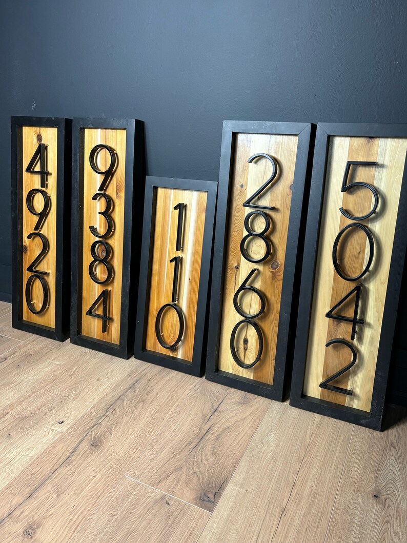 Cedar Wood With Floating Numbers House Sign - Etsy