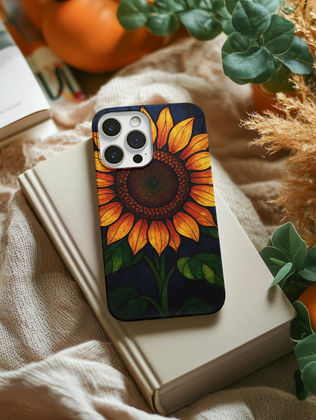 Sunflower Stained Glass Phone Case: Wildflower Floral Design - Etsy