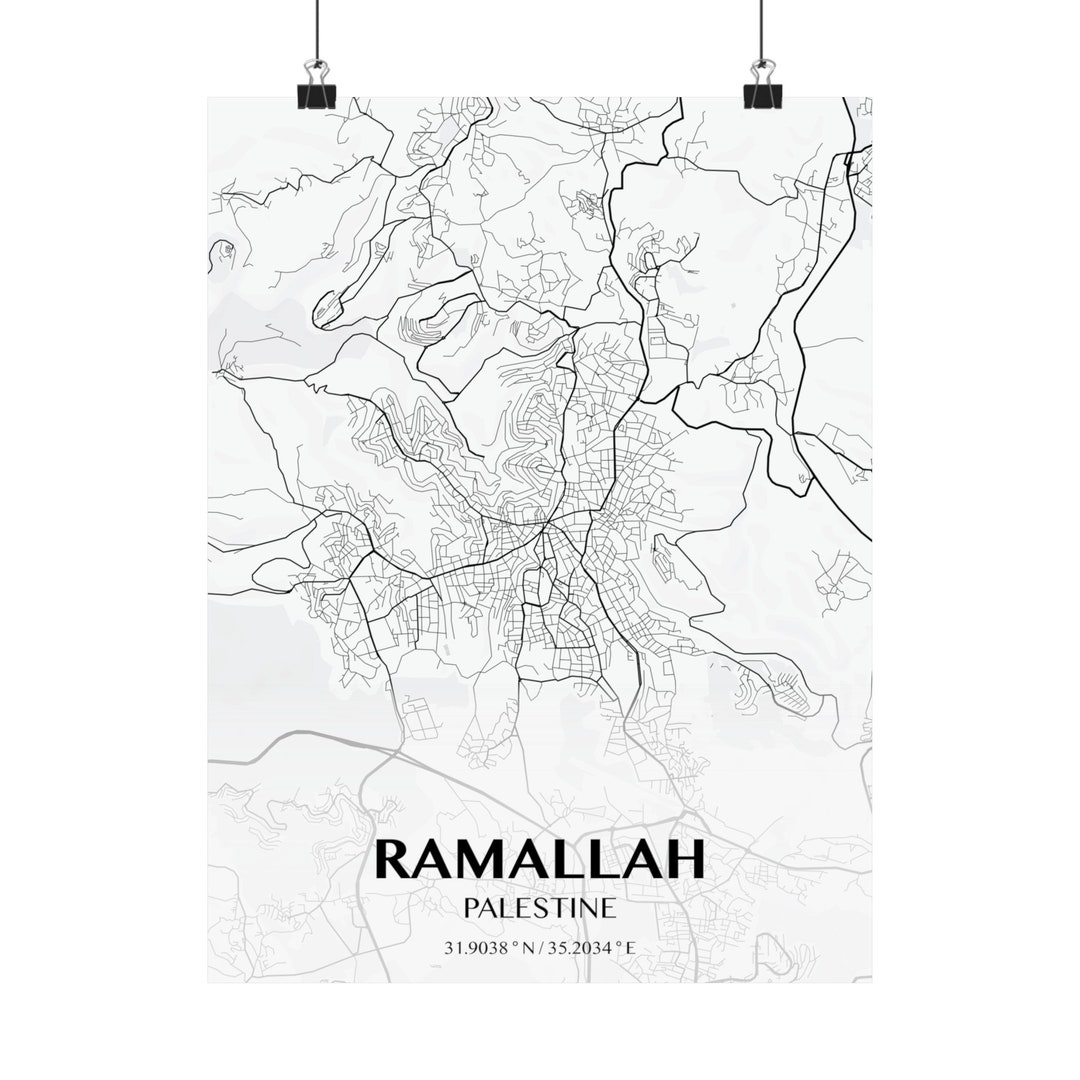 Ramallah Map Poster, Palestine Poster, Palestine Wall Decor, Ramallah Wall Map, Palestine Gift ...