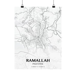 Ramallah Map Poster, Palestine Poster, Palestine Wall Decor, Ramallah ...