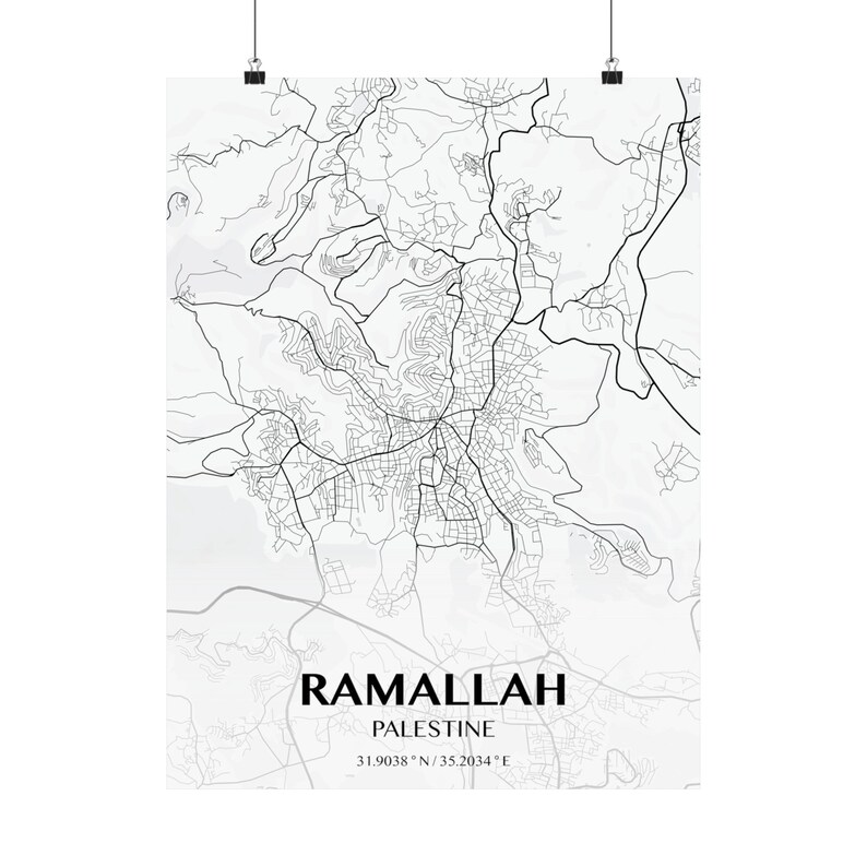 Ramallah Map Poster, Palestine Poster, Palestine Wall Decor, Ramallah ...