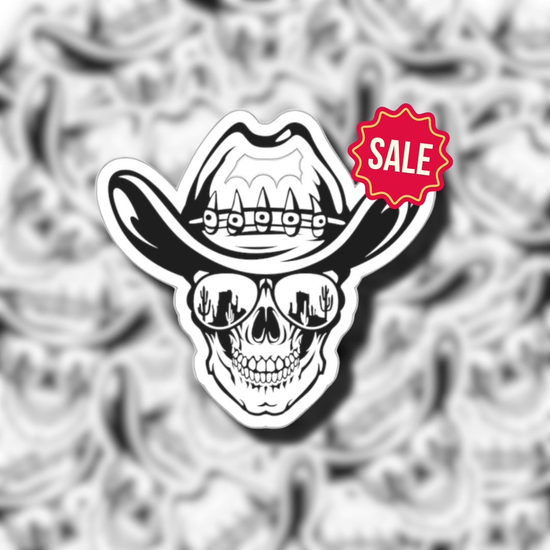 Custom Personalized Sticker Gothic Cowboy Skull Western Country Lover ...