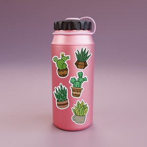 5 Cactus Plant Themed Sticker Bundle Set Western Cowgirl Stickers ...