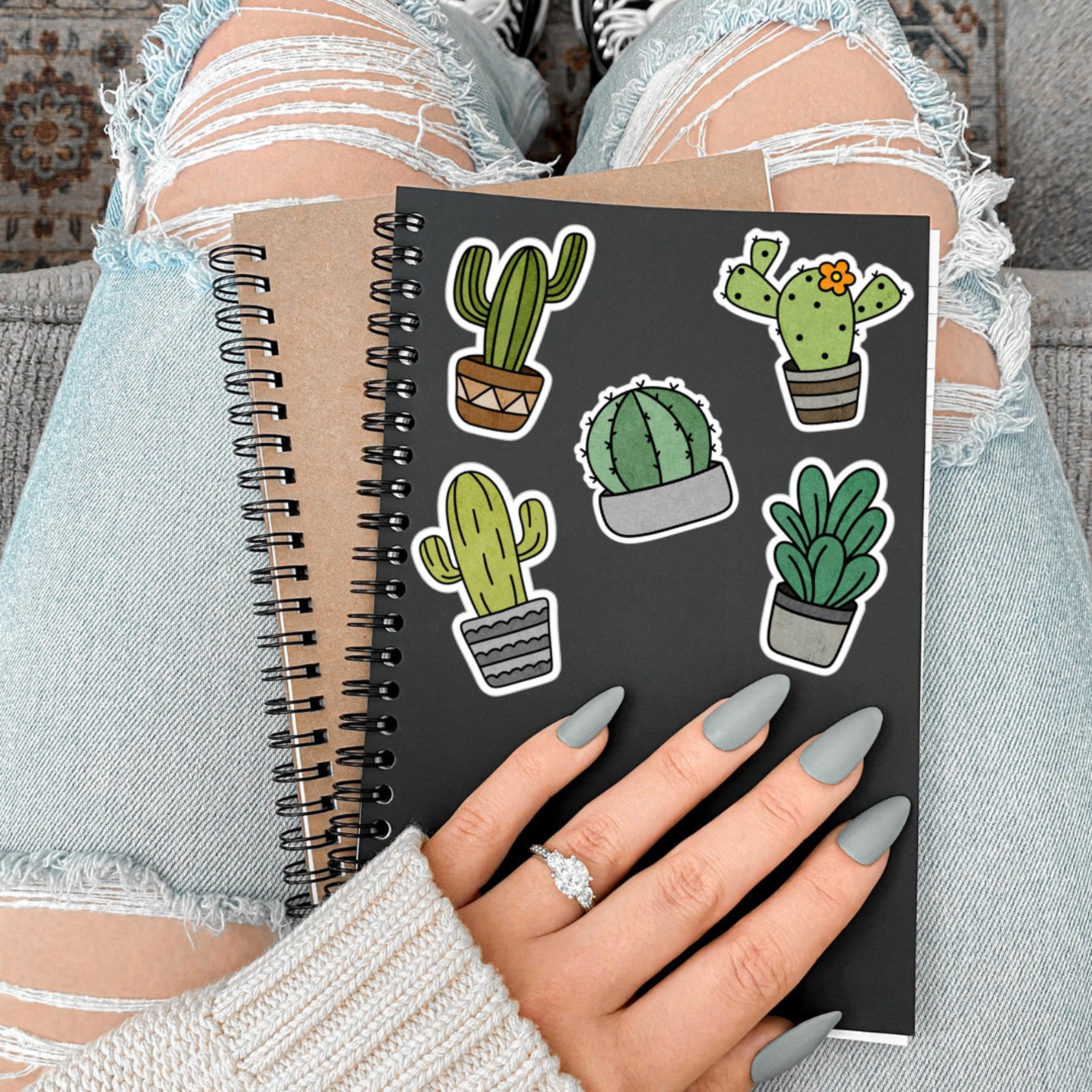 5 Cactus Plant Themed Sticker Bundle Set Western Cowgirl Stickers ...