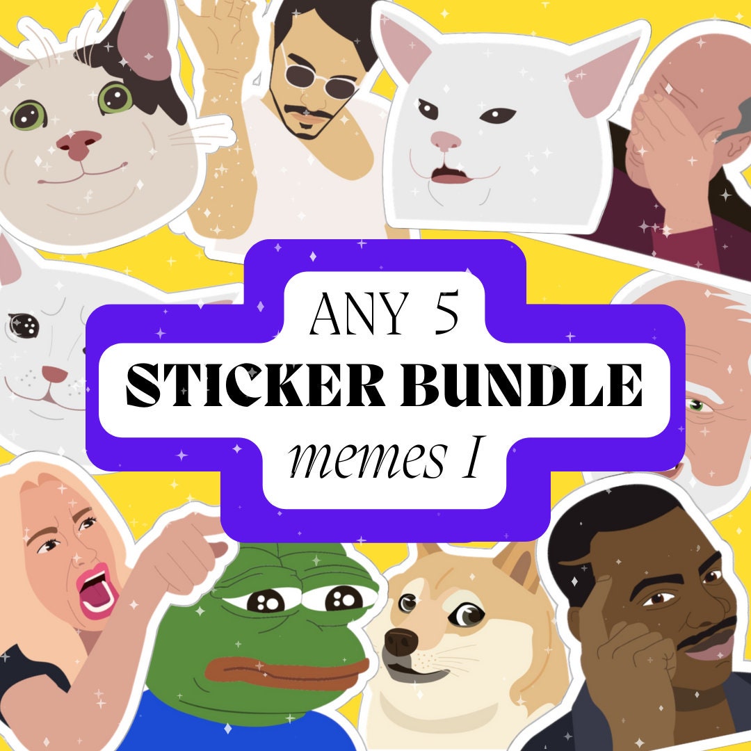 5 Meme Themed Internet Humor Sticker Bundle Set Funny Memes Stickers ...