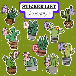 5 Cactus Plant Themed Sticker Bundle Set Western Cowgirl Stickers ...