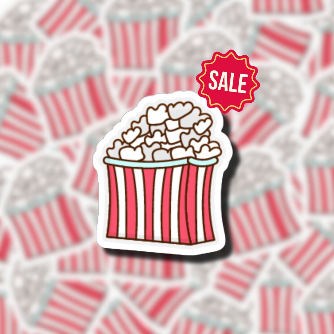 Custom Personalized Popcorn Sticker Movie Fan Popcorn Lover Stickers ...
