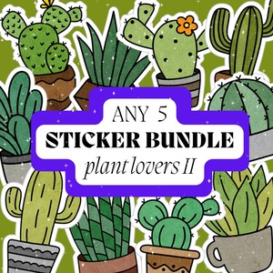 5 Cactus Plant Themed Sticker Bundle Set Western Cowgirl Stickers ...