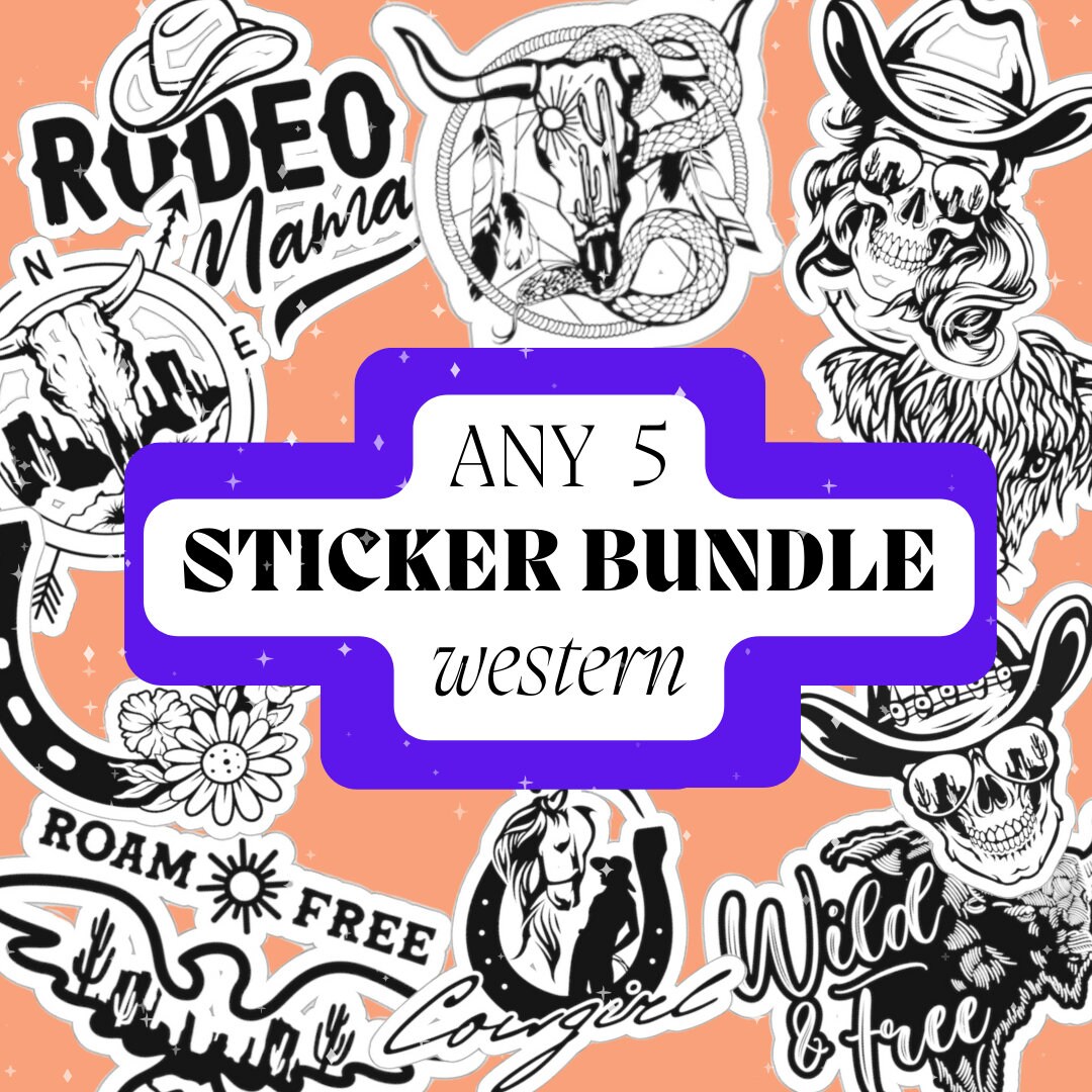 5 Western Themed Country Sticker Bundle Set Cowgirl Rodeo Stickers ...