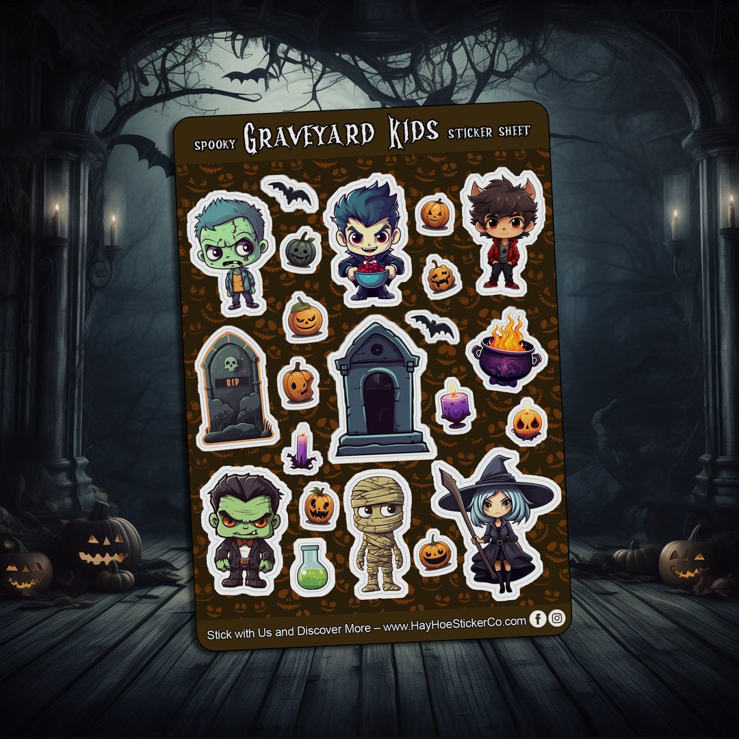 Spooky Halloween Kids Sticker Sheet Halloween Sticker Journal Sticker ...