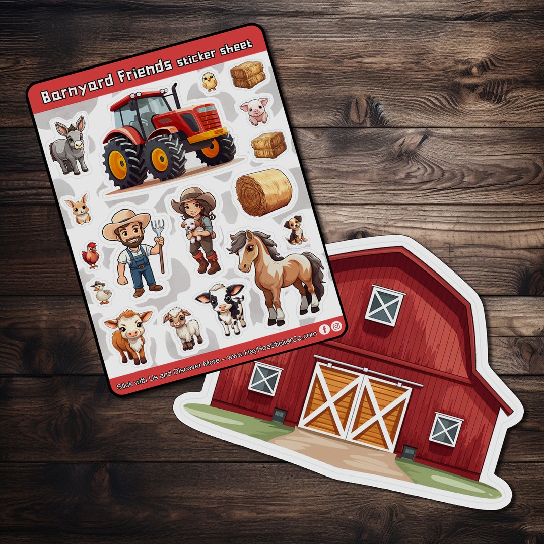 Farm Animal Sticker Sheet Set Barn Sticker Kids Activity Red Barn ...