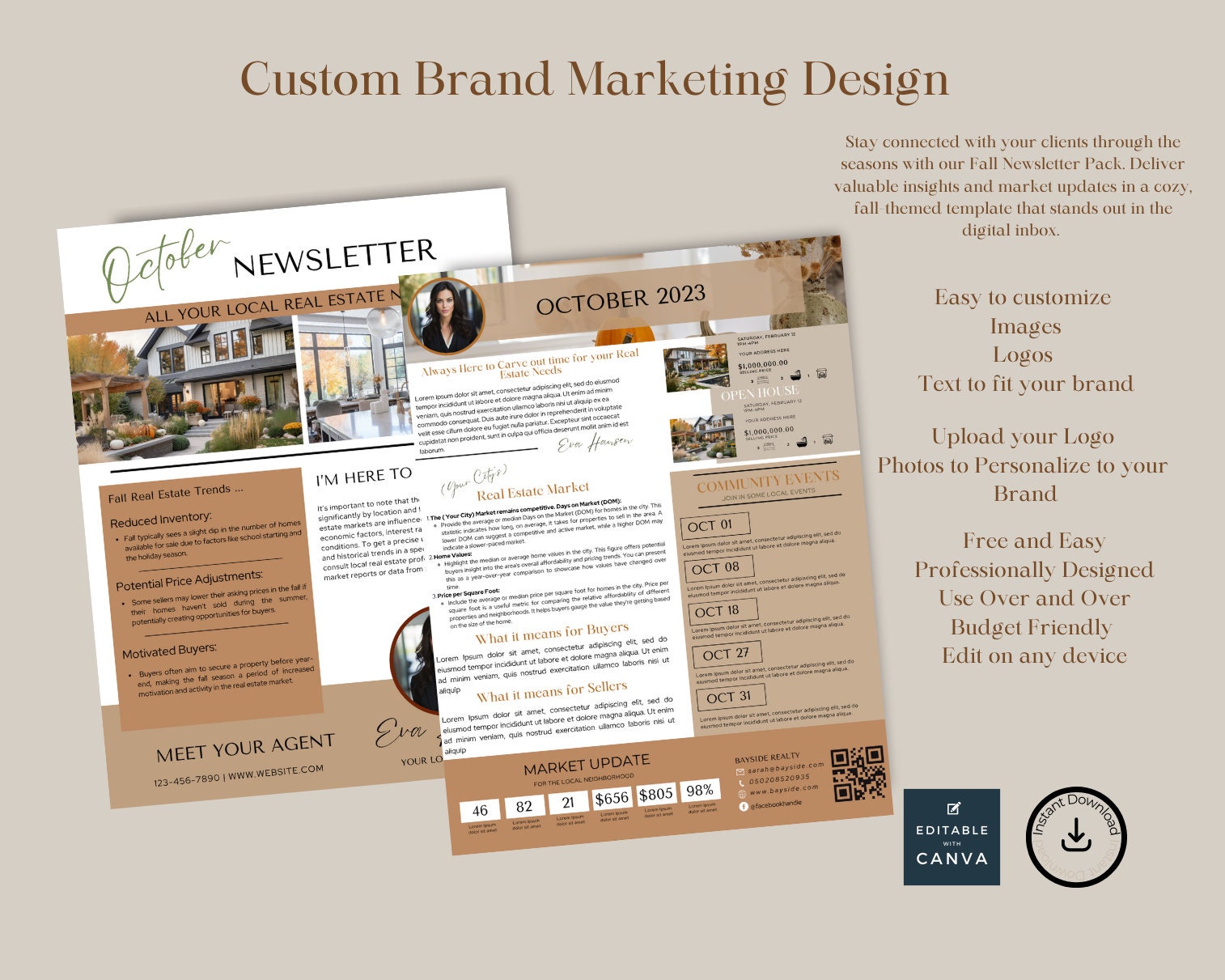 Fall Newsletter Template for Real Estate Agents for Modern Realtors ...