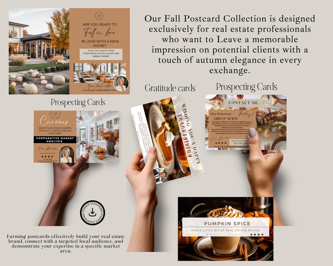 Fall Real Estate November Postcard Bundle, Pumpkin Spice and Real ...