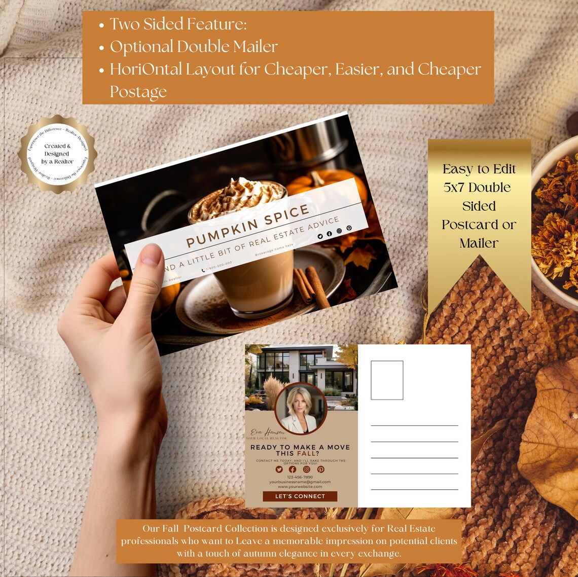Fall Real Estate November Postcard Bundle, Pumpkin Spice and Real ...