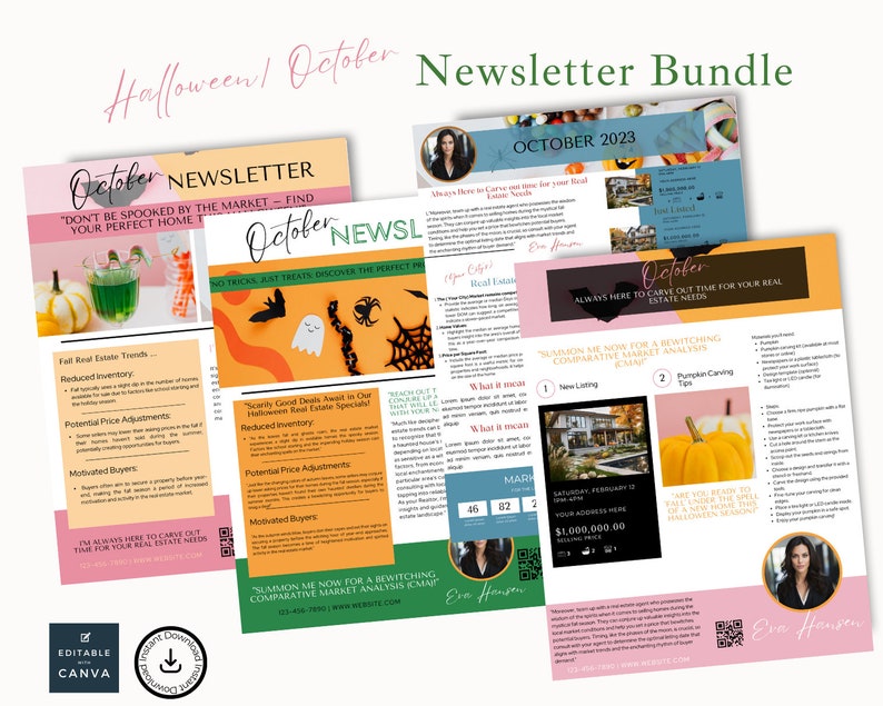 October Real Estate Newsletter Templates, Canva Home Maintenance ...