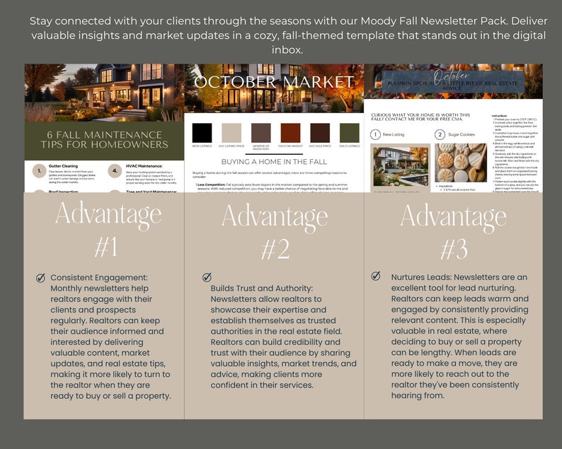 Monthly Real Estate Newsletter Templates November, Editable in Canva ...