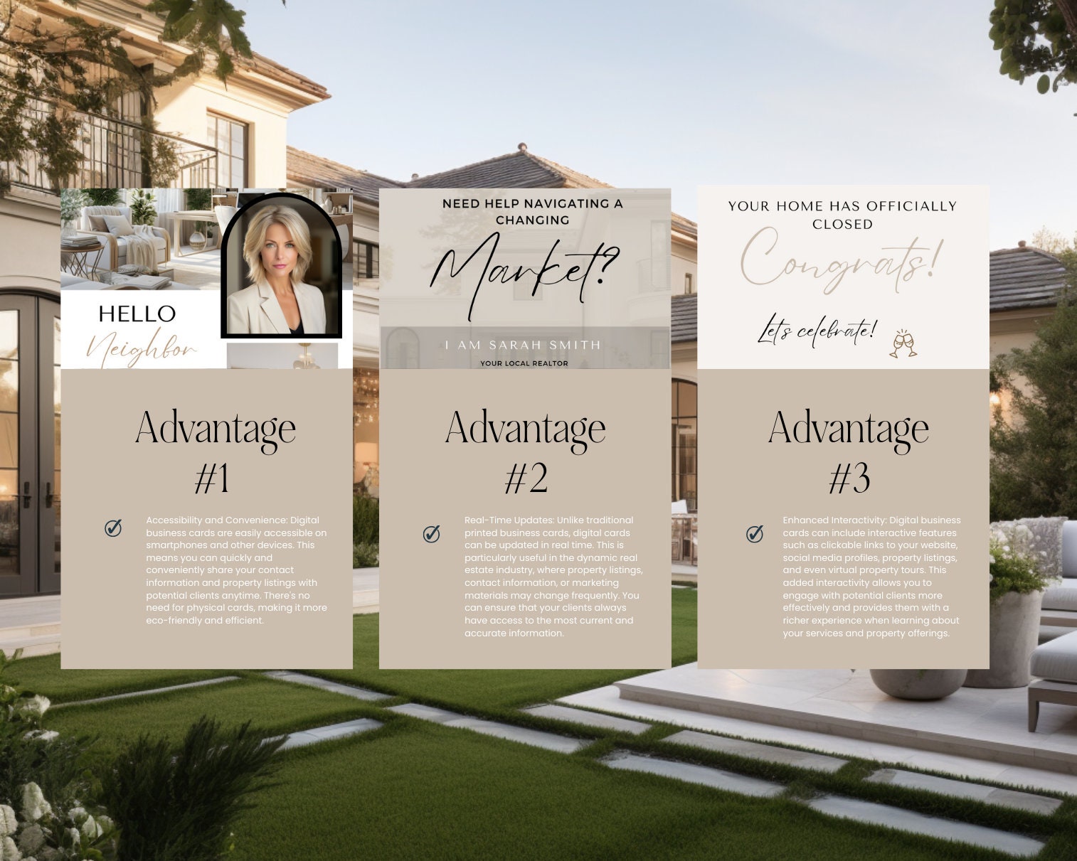 Real Estate Textable Business Card Template, Real Estate Digital Card ...