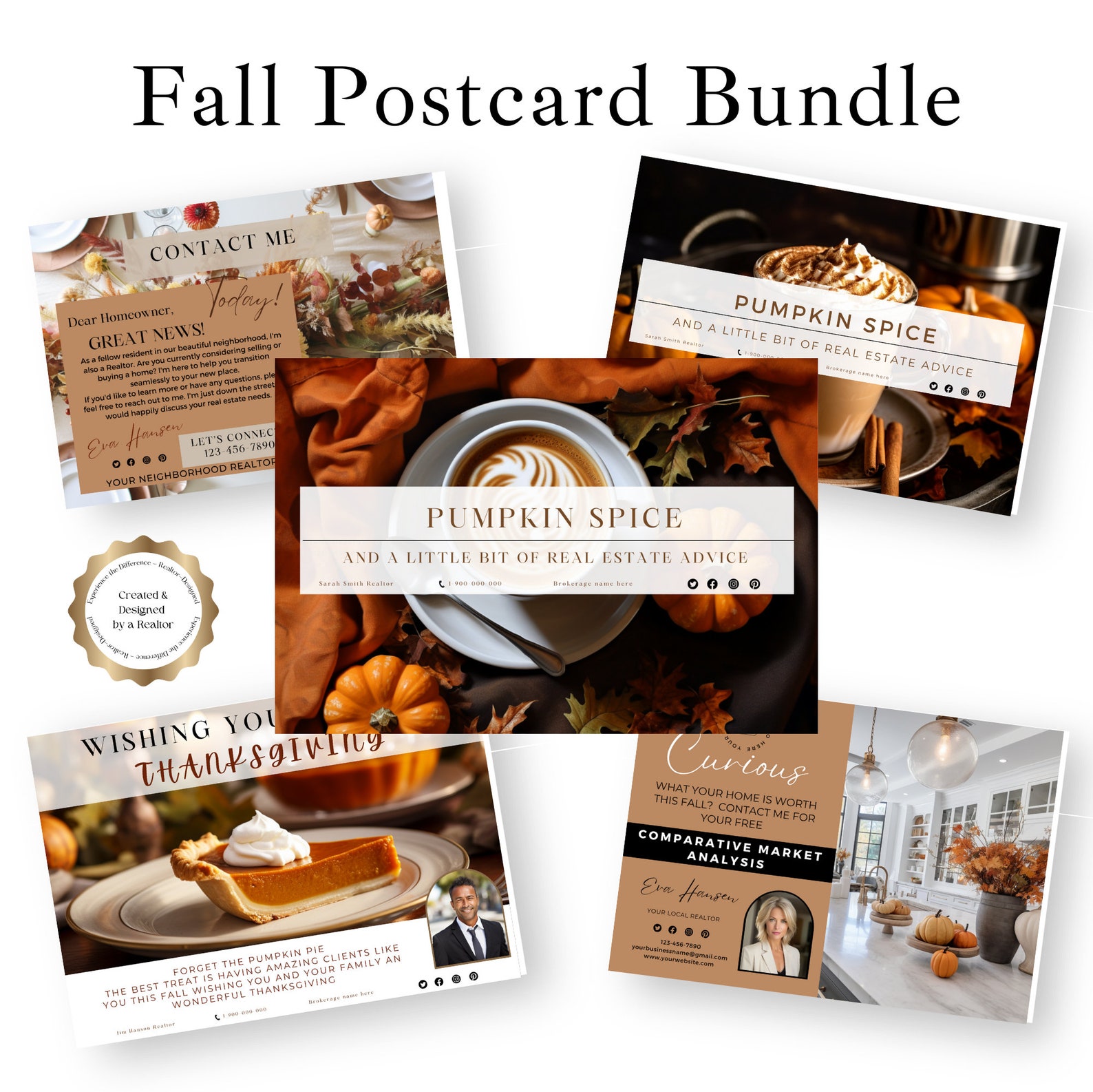 Fall Real Estate November Postcard Bundle, Pumpkin Spice and Real ...