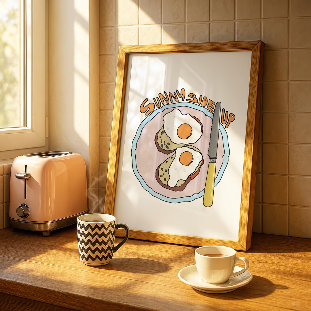 Egg Breakfast Wall Art Print: A4 A3 A2 Hand Drawn Illustration, Food ...