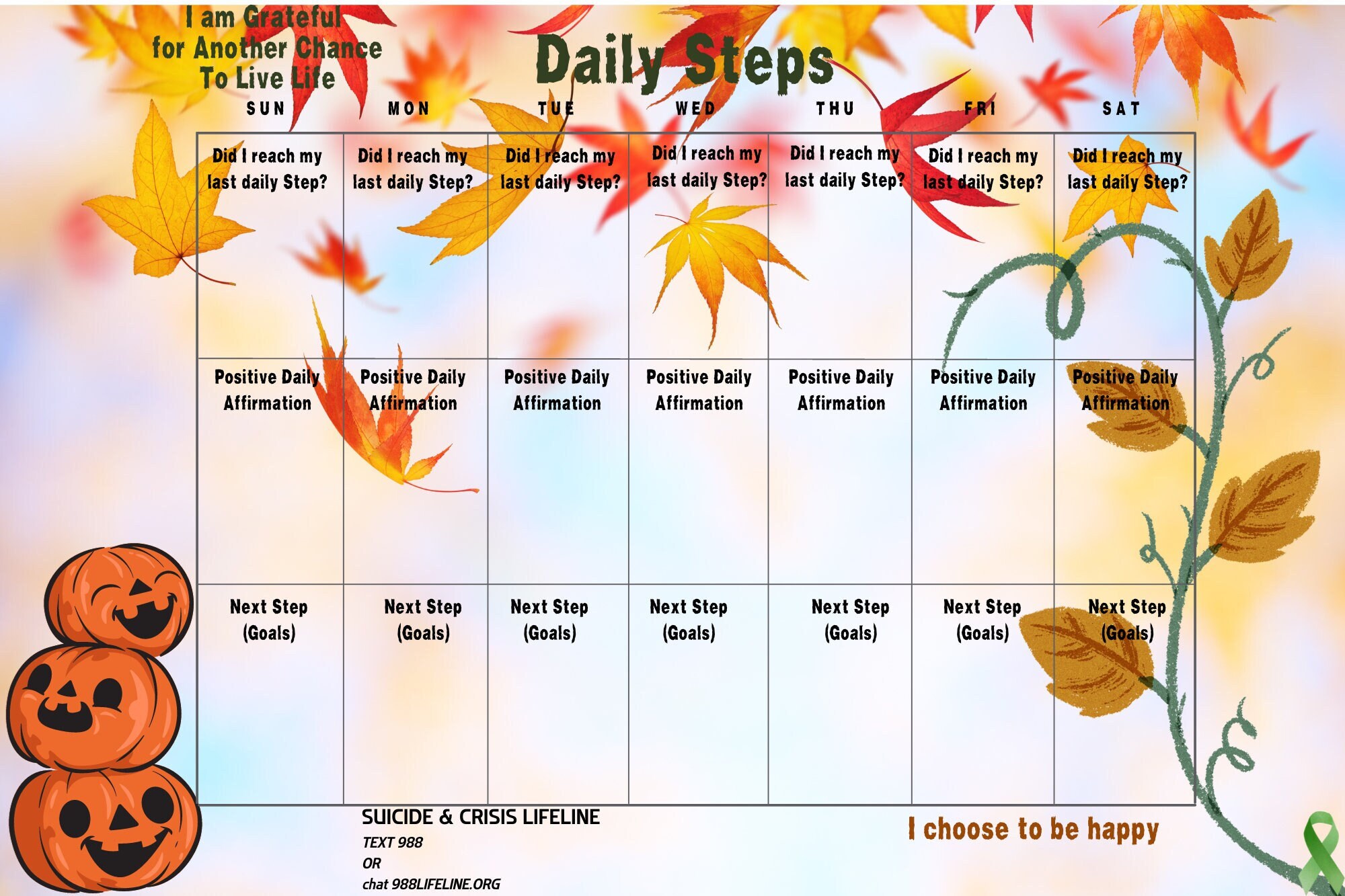 Smart Goals. Mental Health Awareness. Fall Themed Daily Goals Sheet ...