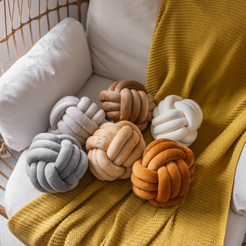 Knot Plush Ball Pillow Velvet I Stuffed Handmade Decorative Pillow I ...