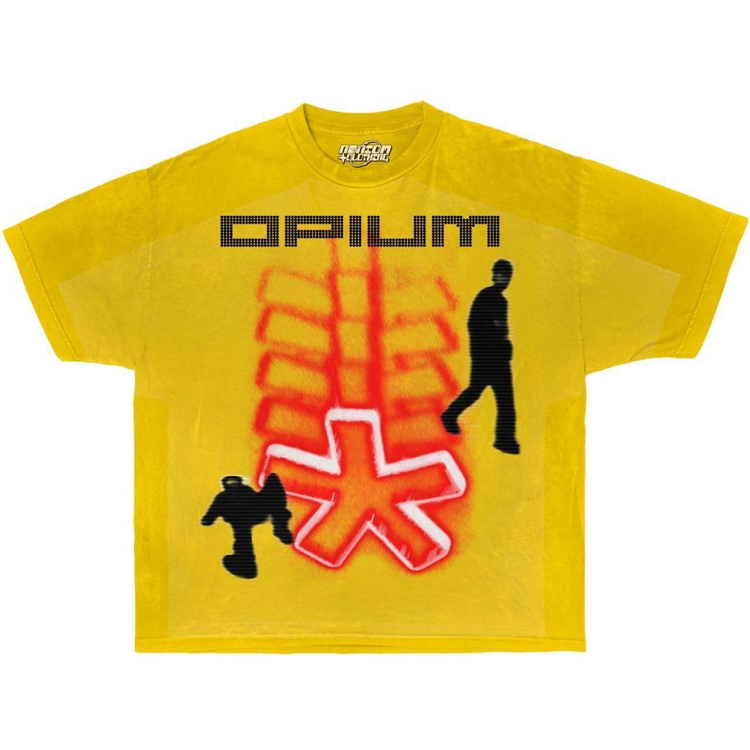 Opium Fade Yellow Boxy Cotton Tee Shirt Boxy Shirt Opium, Y2k, Fashion ...