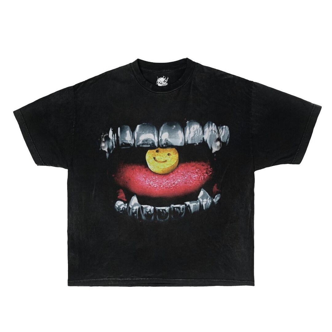 Happy Pill Grillzgarment-dyed Boxy Tee Black Shirt Opium, Y2k, Fashion ...