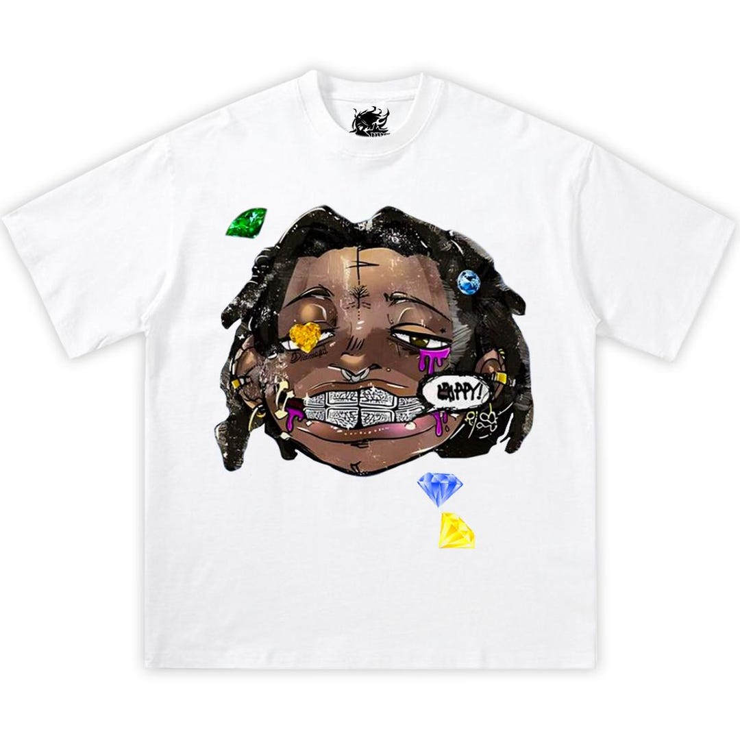 Gems & Grillz Rapper Boxy Cotton Shirt, Oversized, Graphic, T-shirt ...