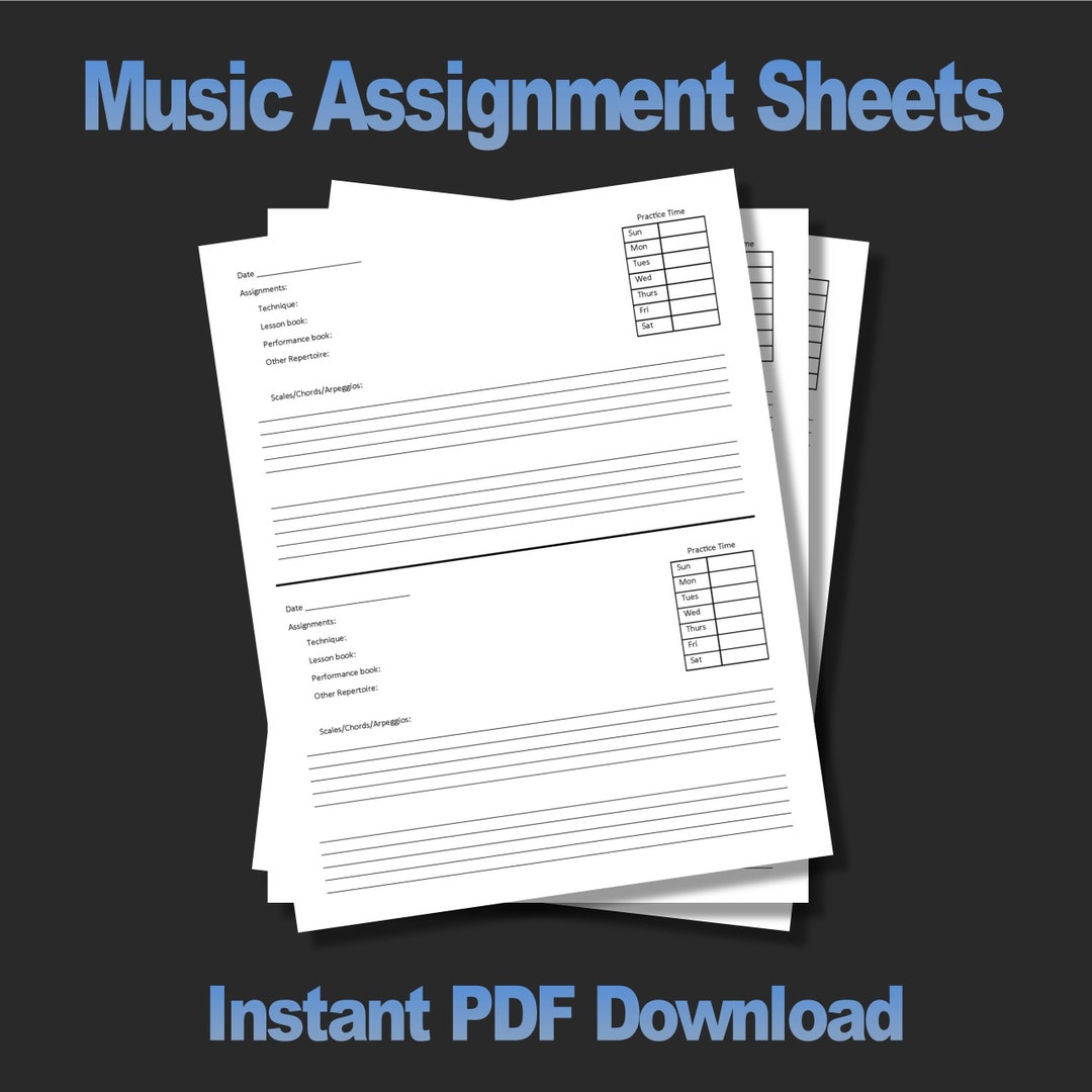 Music Assignment Sheets (piano and Other Instrument Lessons), Music ...