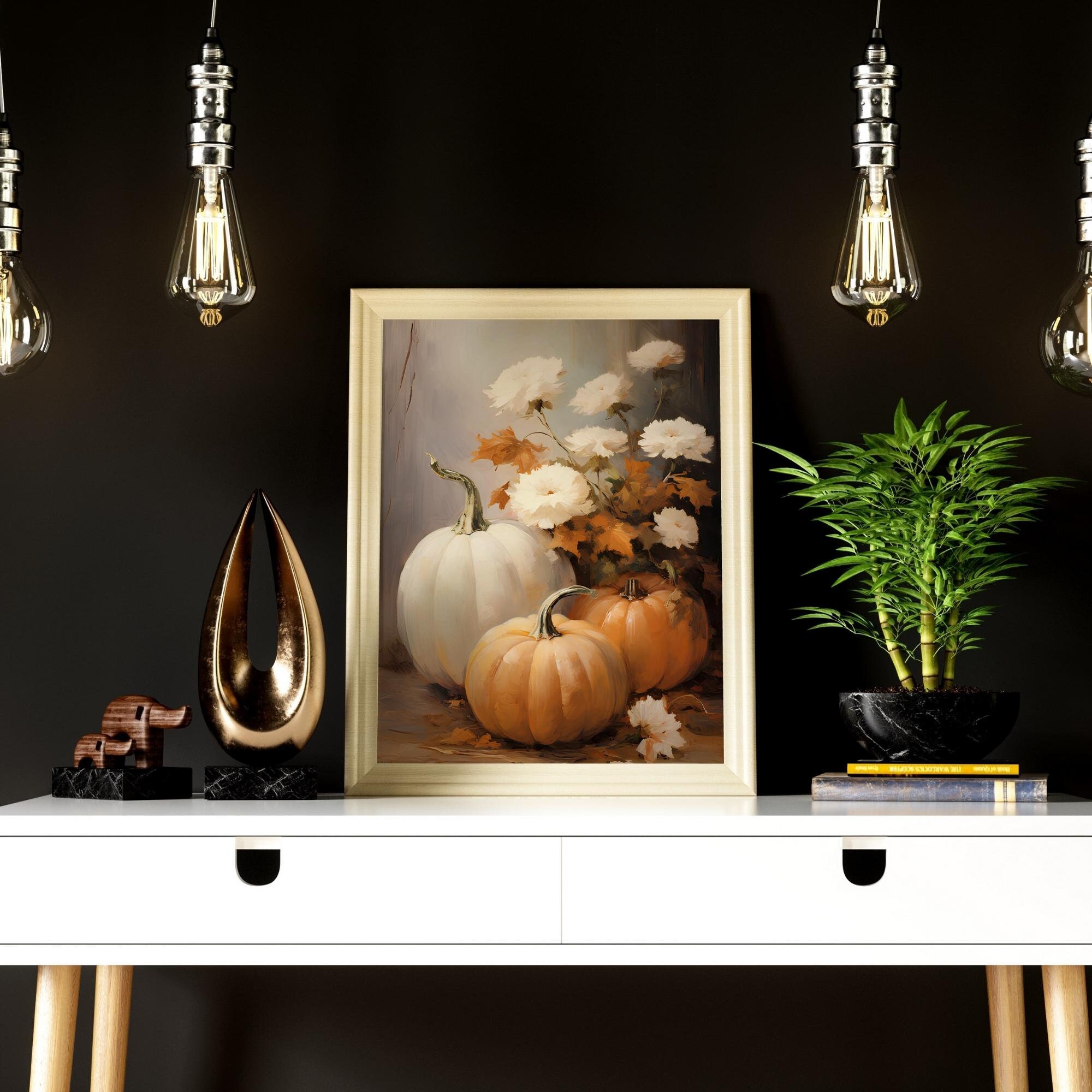 Fall Wall Decor Printable Pumpkin Still Life Painting Rustic Fall Art ...