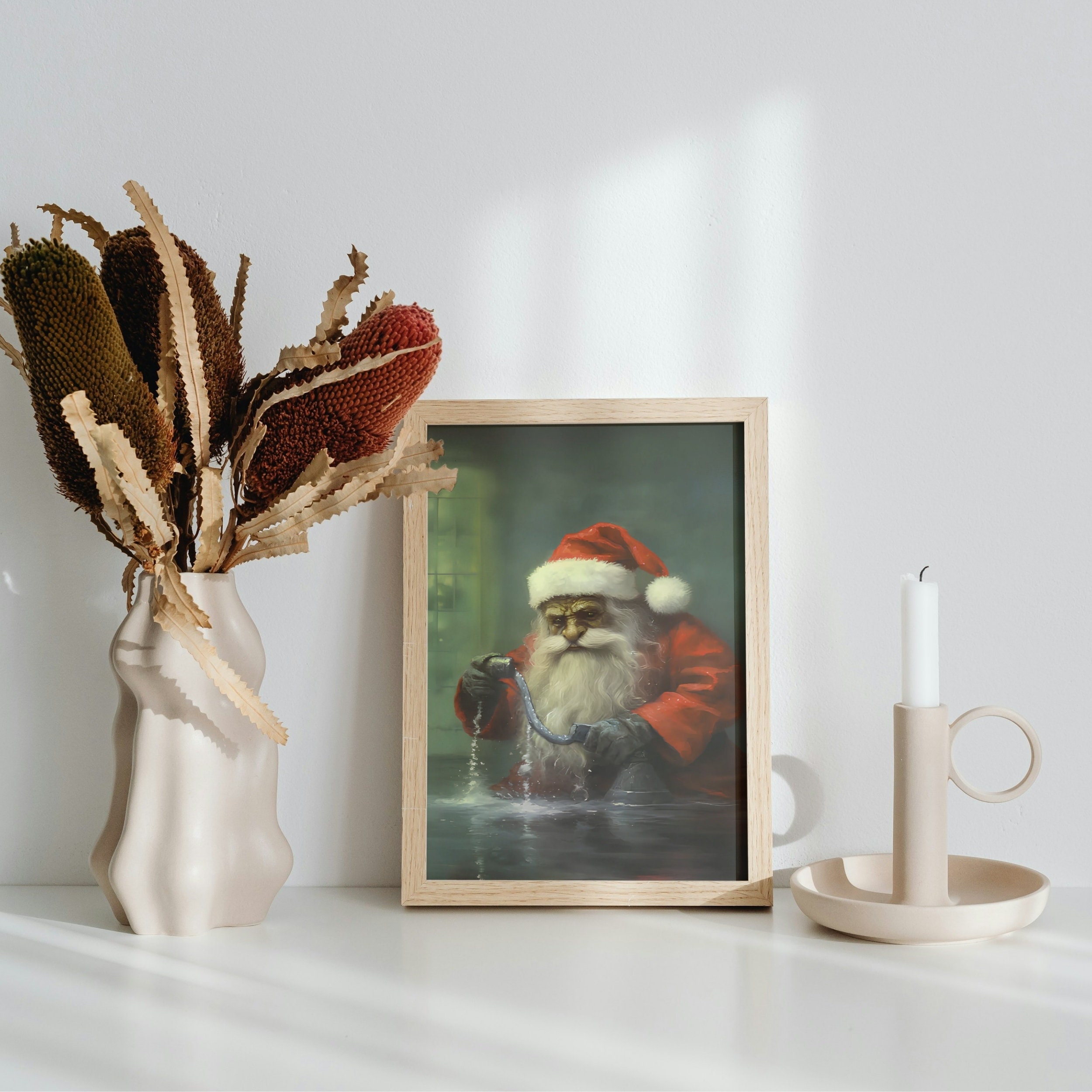Vintage Christmas Zombie Santa Claus Prints,horror Santa Claus Wall Art ...