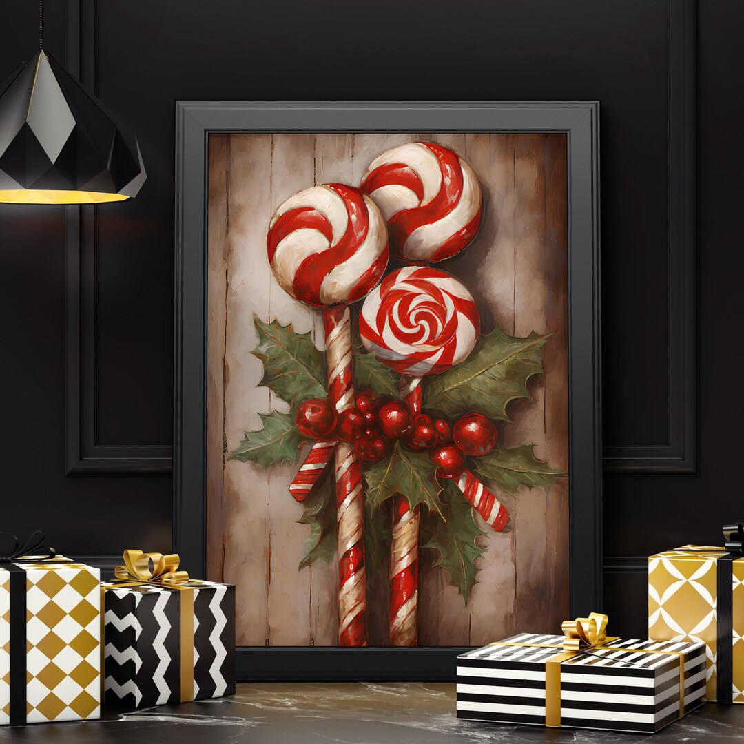 Vintage Christmas Candy Prints,candy Wall Decor,rustic Christmas Art ...