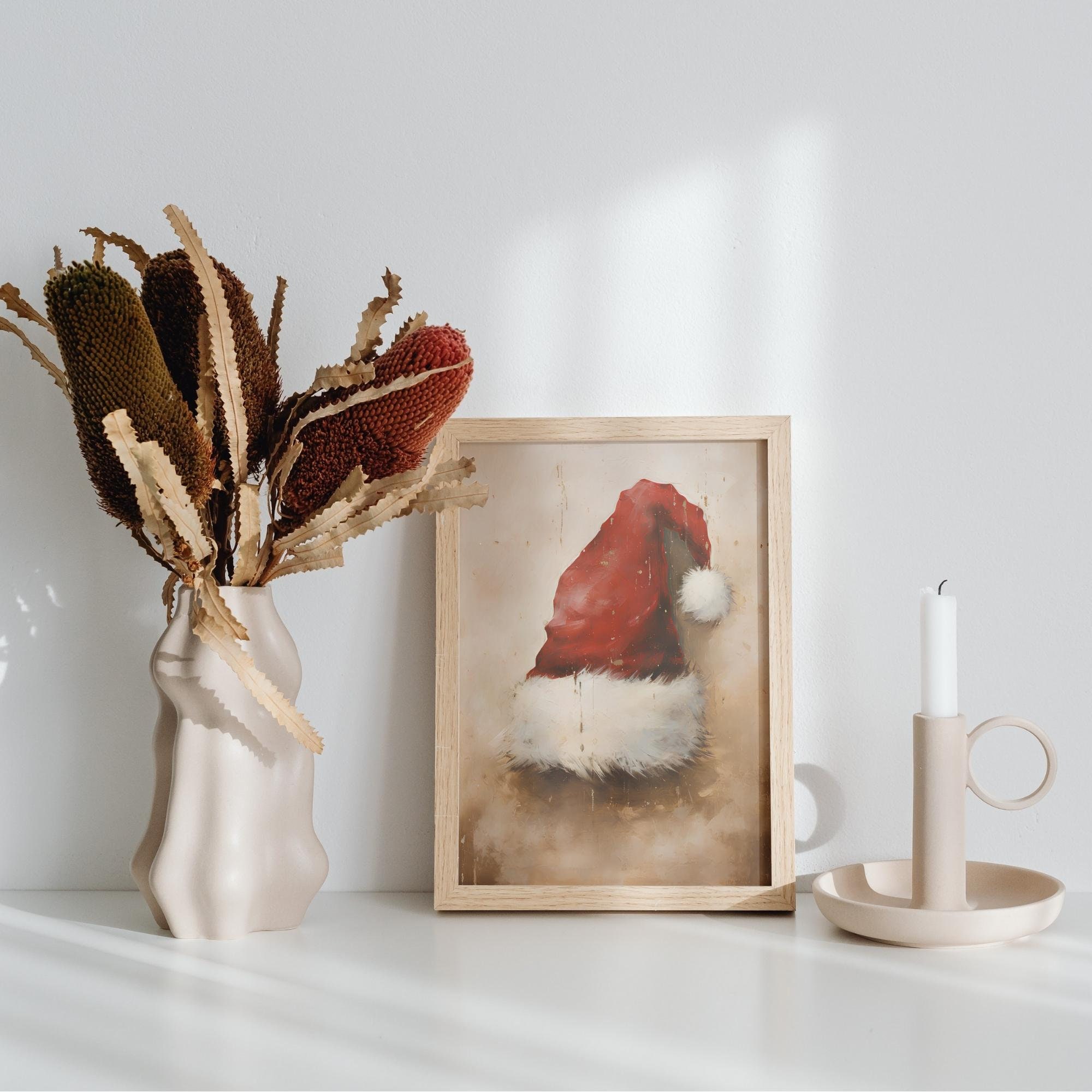 Christmas Vintage Santa Hat Printable Santa Claus Prints Rustic ...