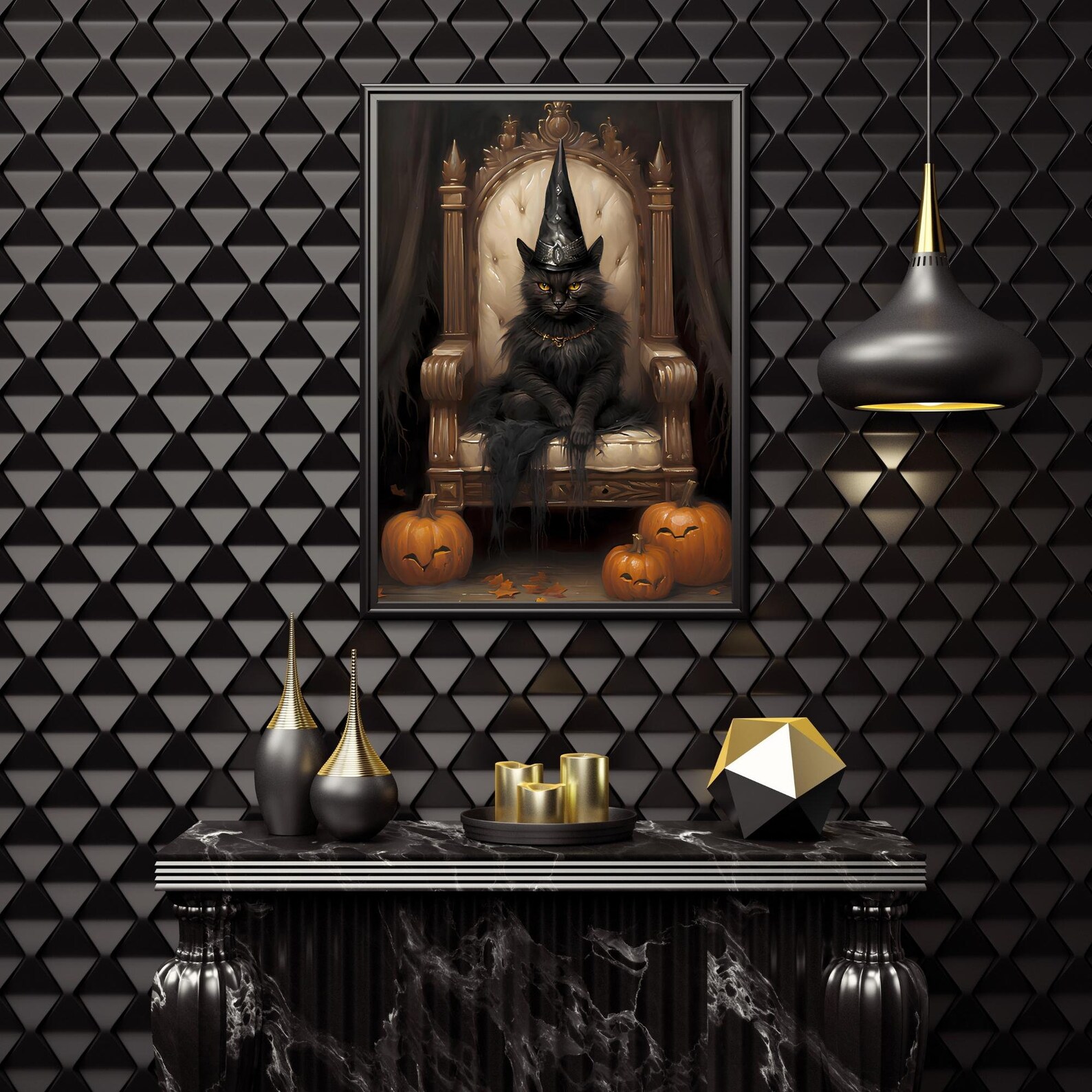 Halloween Black Cat Printable Wall Art Black Witch Prints Witcly Decor ...