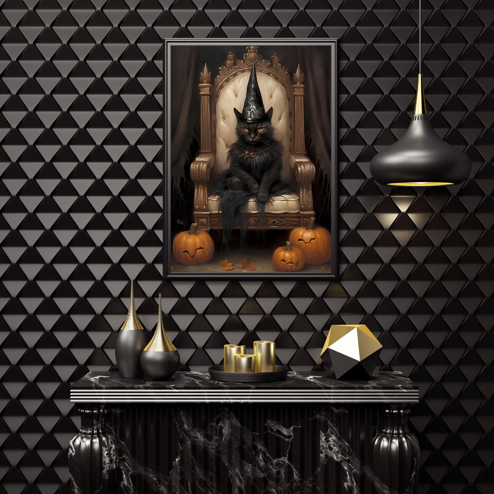 Halloween Black Cat Printable Wall Art Black Witch Prints Witcly Decor ...