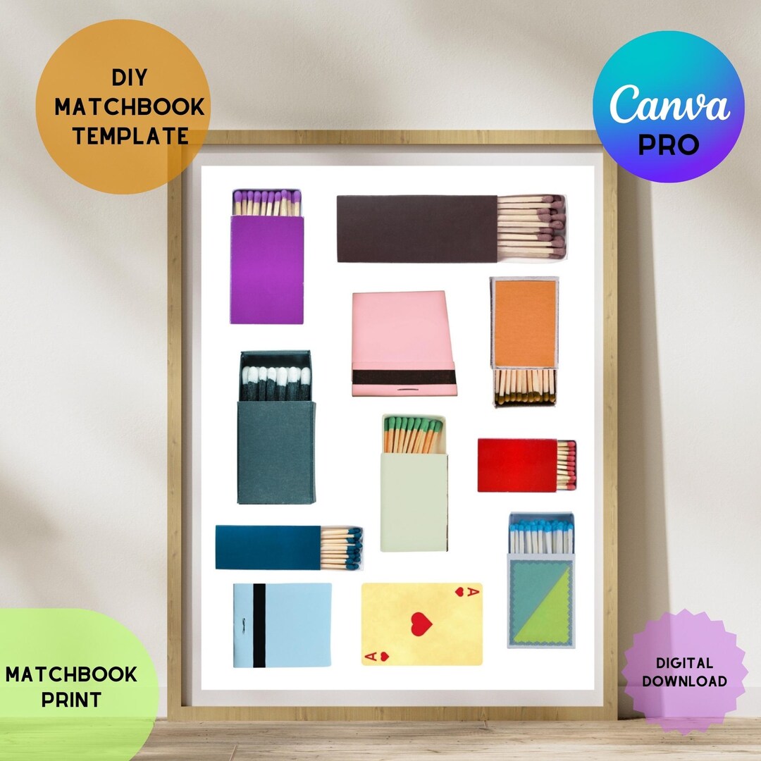 Matchbook Template Poster Art,diy Matchbook Template,matchbox Digital ...