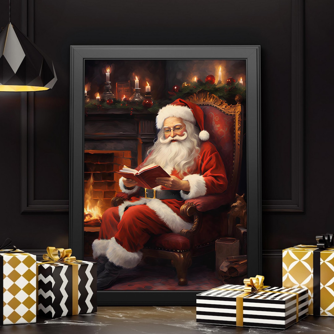 Vintage Santa Claus Printable Christmas Xmas Santa Wall Art Santa Claus Rustic Wall Decor Xmas ...