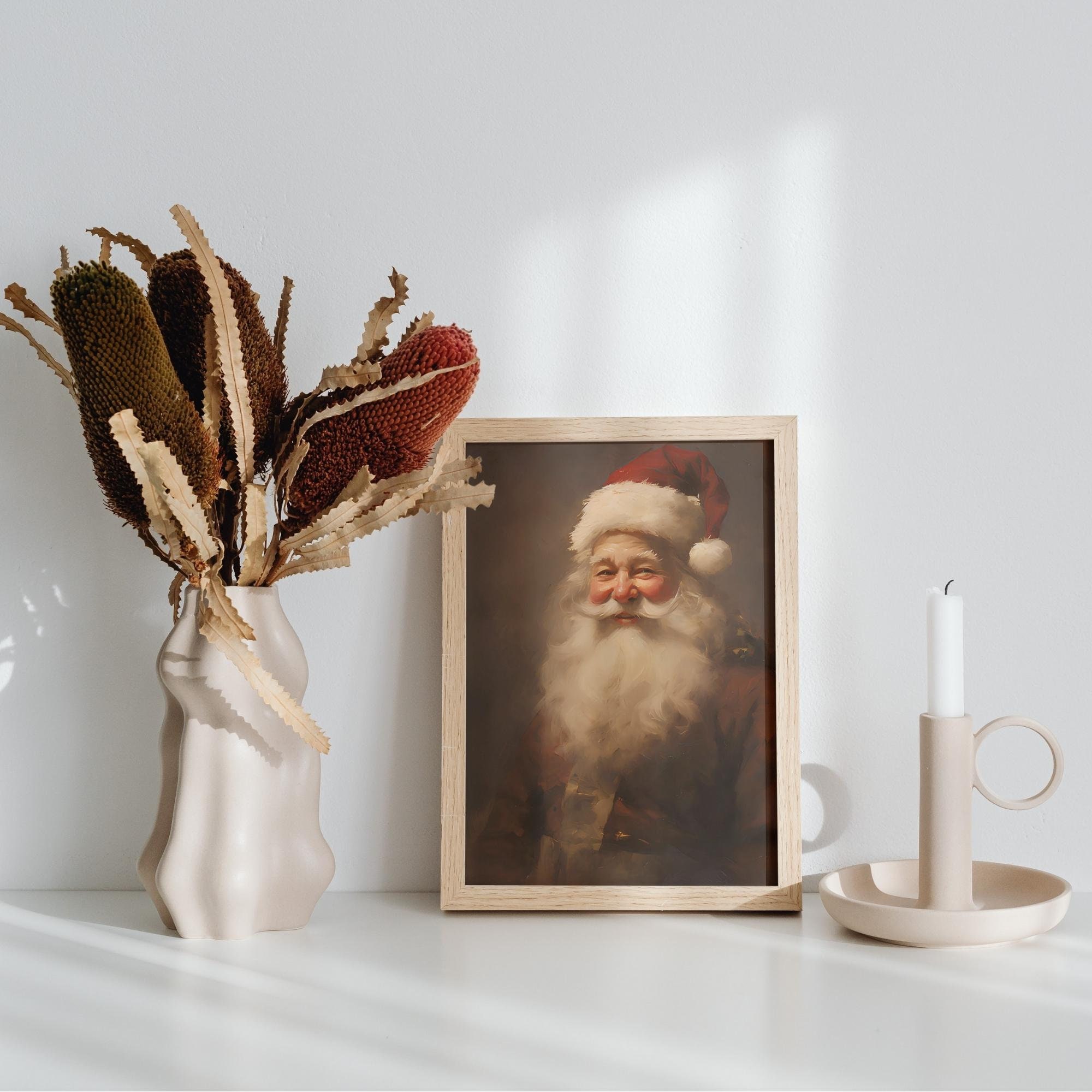 Christmas Santa Claus Wall Art Printable Rustic Christmas Santa Claus ...