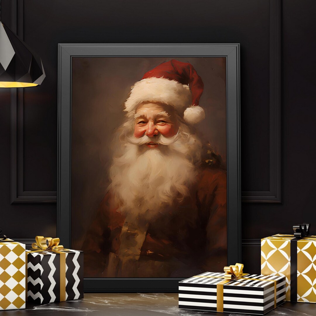 Christmas Santa Claus Wall Art Printable Rustic Christmas Santa Claus ...