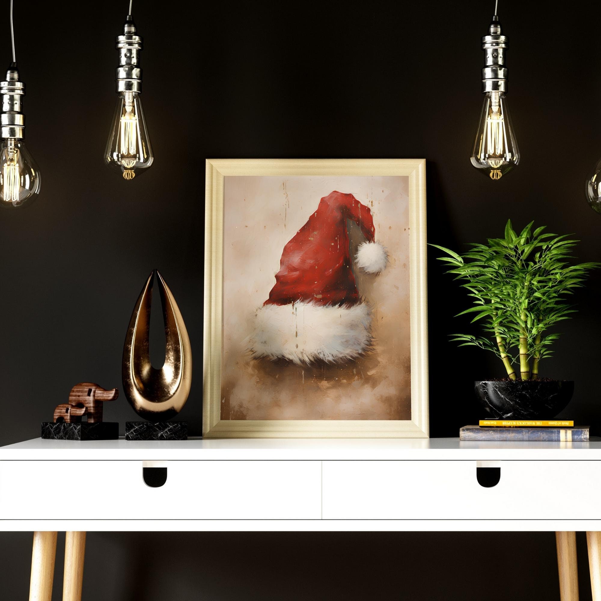 Christmas Vintage Santa Hat Printable Santa Claus Prints Rustic Pirimivite Santa Claus Wall ...