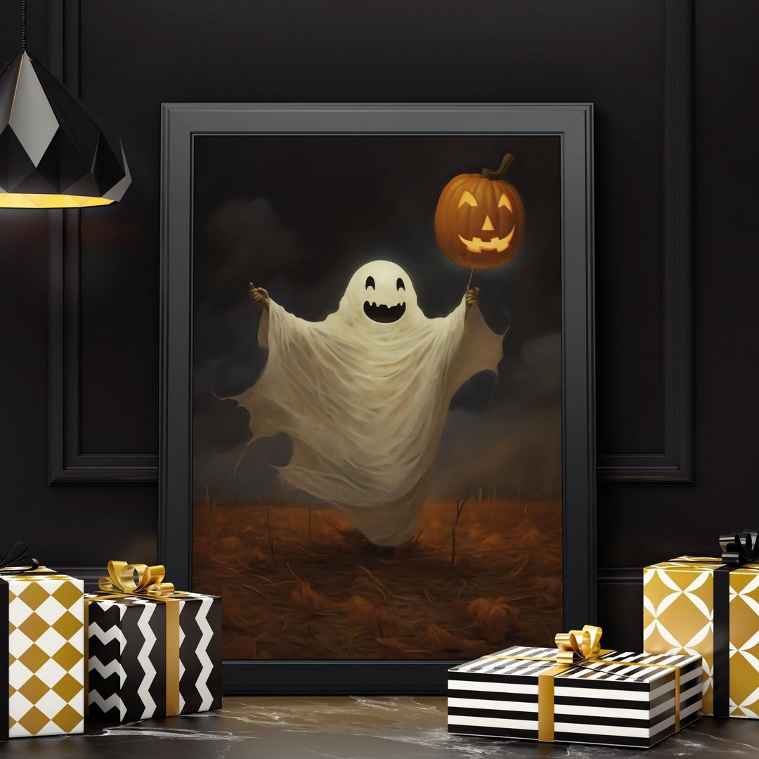 Halloween Cute Ghost Wall Digital Prints Halloween Vintage Ghostly Wall ...