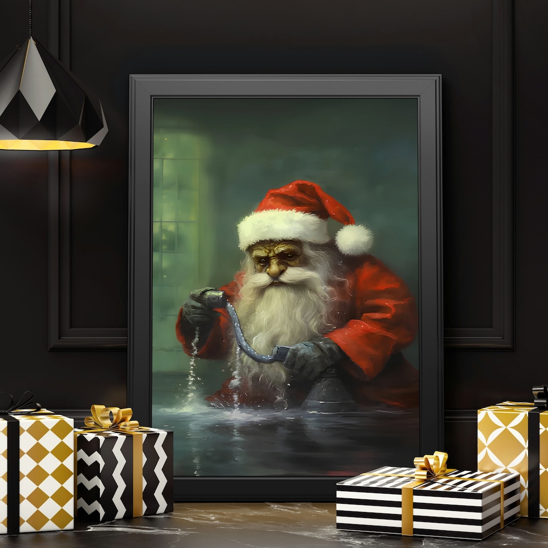 Vintage Christmas Zombie Santa Claus Prints,horror Santa Claus Wall Art ...