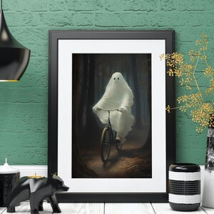 Halloween Printable Spooky Season Ghostly Wall Art Cute Ghost Riding a ...