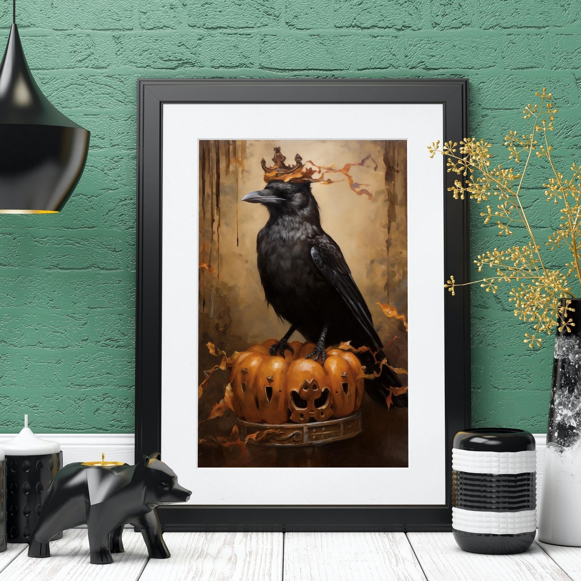 Crow Vintage Halloween Wall Art Printable Raven Art Corvidcore Dark ...