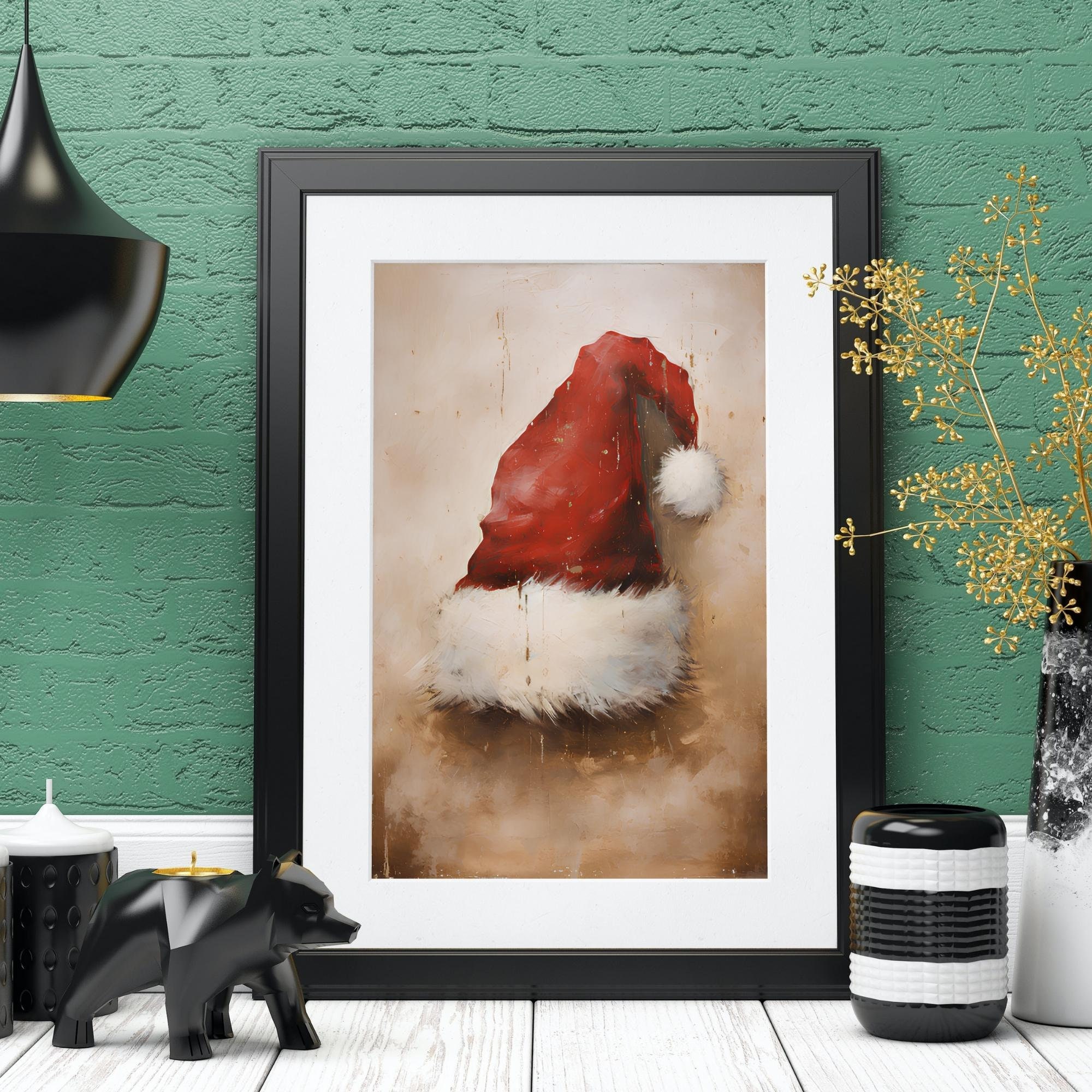 Christmas Vintage Santa Hat Printable Santa Claus Prints Rustic ...